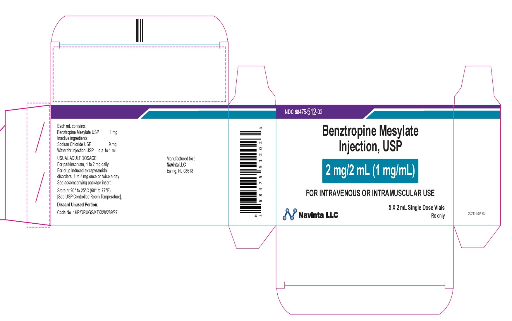 BENZTROPINE MESYLATE injection