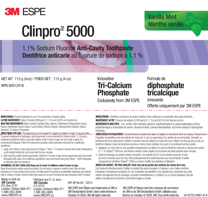 CLINPRO 5000- sodium fluoride paste, dentifrice
