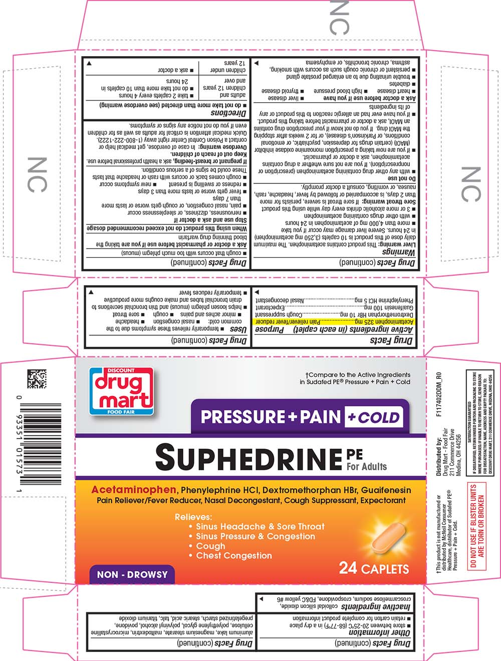 Pressure Pain and Cold Suphedrine PE by DISCOUNT DRUG MART 1174-DDM ...