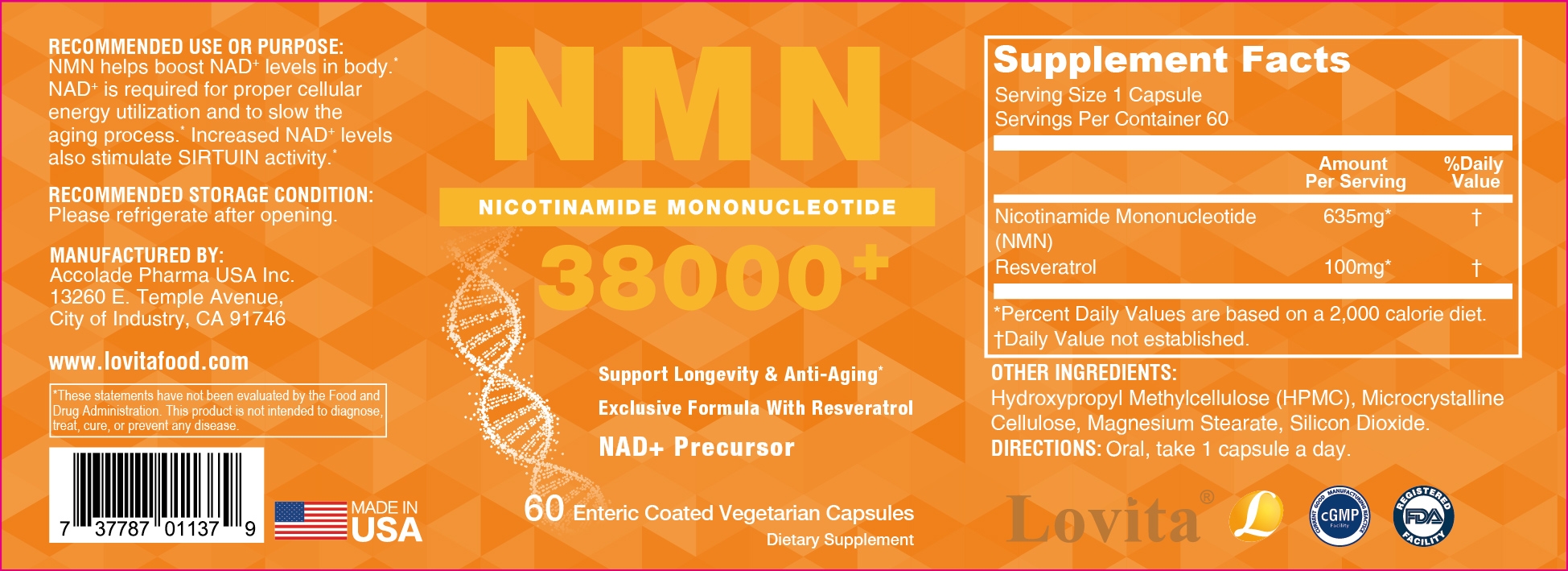 Lovita NMN 38000 by ACCOLADE PHARMA USA